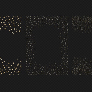 Gold Confetti Frames Clipart, 5x7 Party Border Overlays in PNG Format ...
