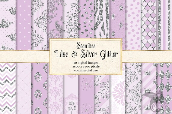 Lilac and Silver Glitter Digital Paper Seamless Pastel Purple - Etsy