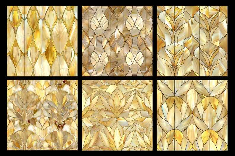 Gold Stained Glass Digital Paper, Seamless Printable Textures (digital ...