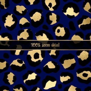 Royal Blue and Gold Leopard Digital Paper, Seamless Leopard Spot ...