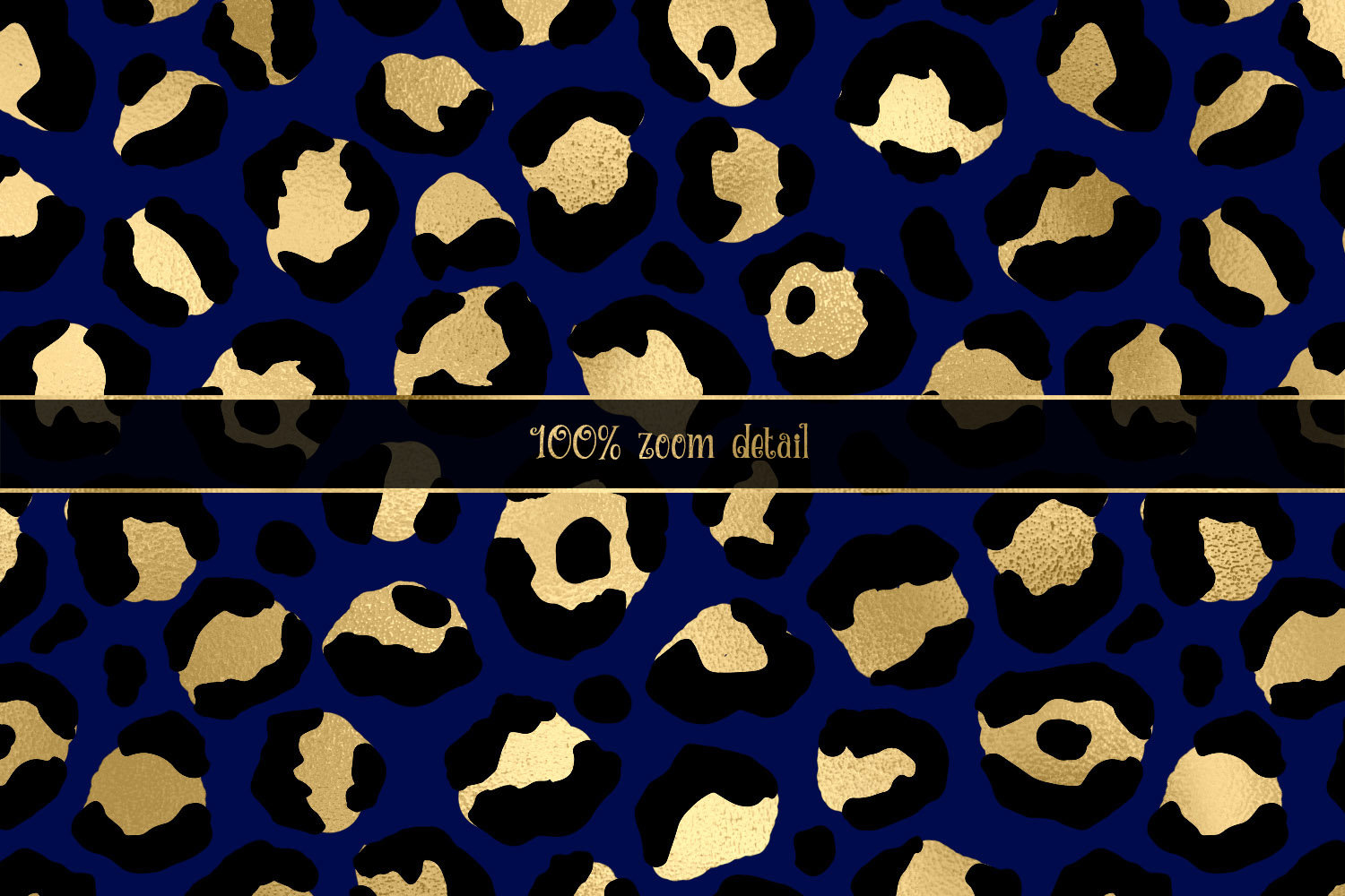 Royal Blue and Gold Leopard Print, Seamless Animal Pattern (digital ...