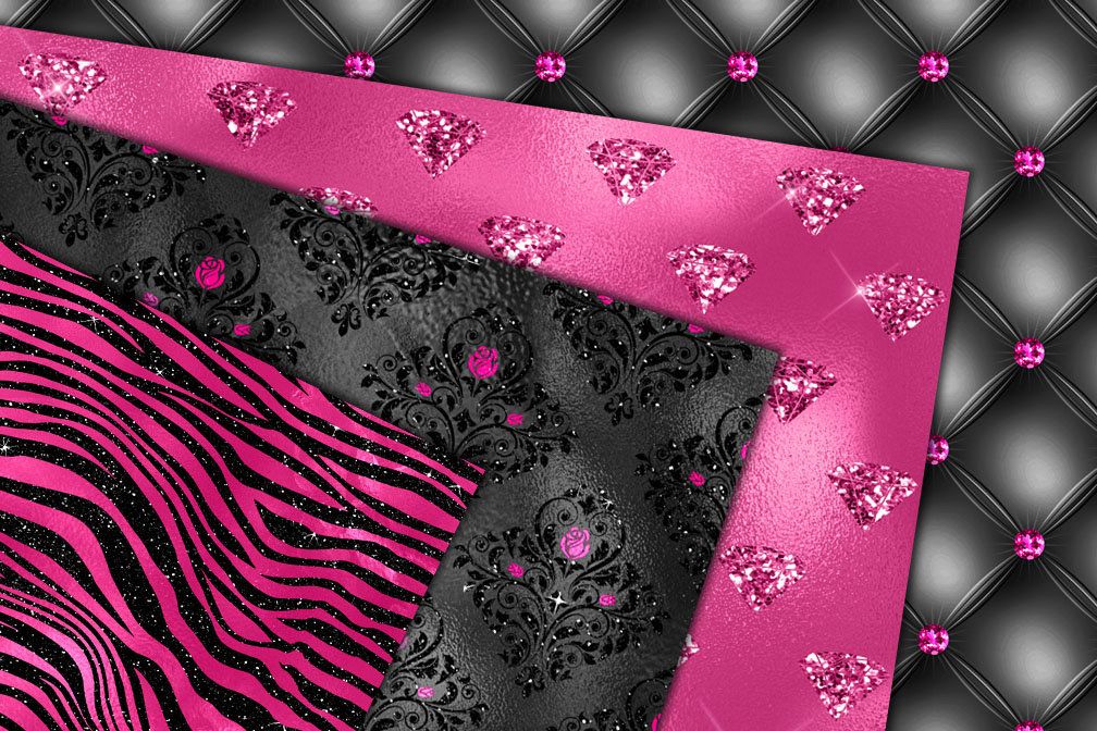 Pink and Black Glam Digital Paper, Sparkle Textures (digital Download ...