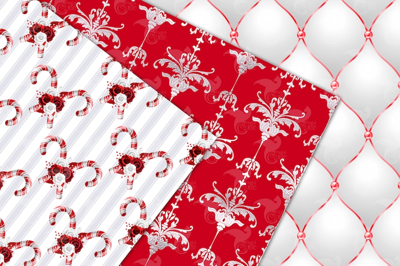 Peppermint Spice Digital Paper Seamless Candy Cane Christmas - Etsy