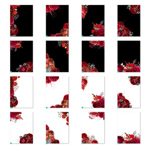 5x7 Red and Silver Floral Overlays for Invitations, Planners, Journal ...