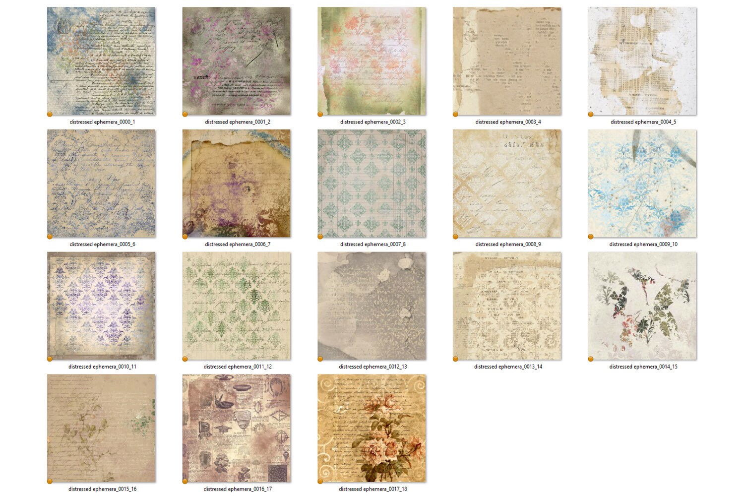 Distressed Ephemera Digital Paper, Vintage Textures (digital Download ...