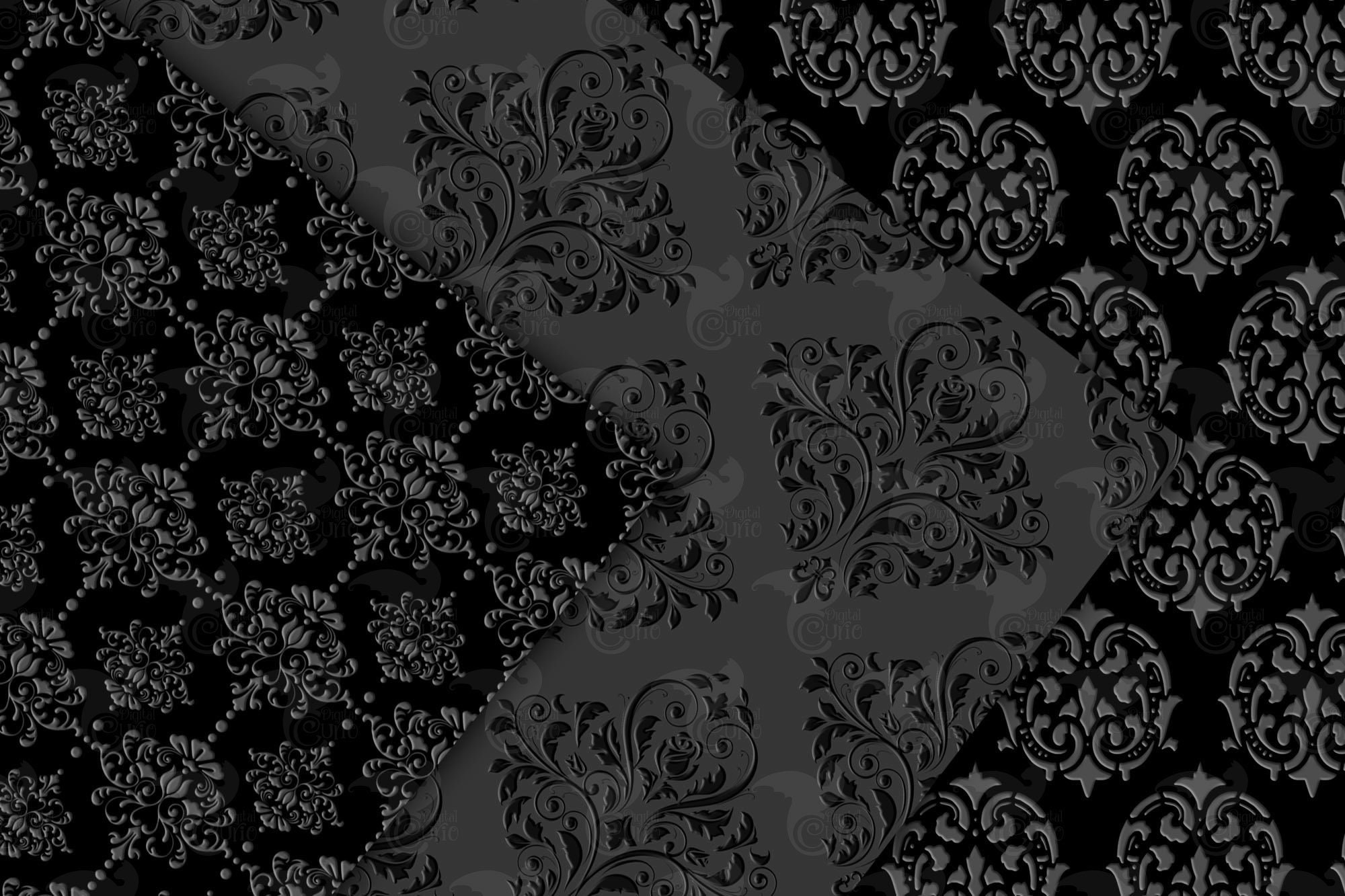 Black Damask Digital Paper Gothic Digital Paper Seamless - Etsy