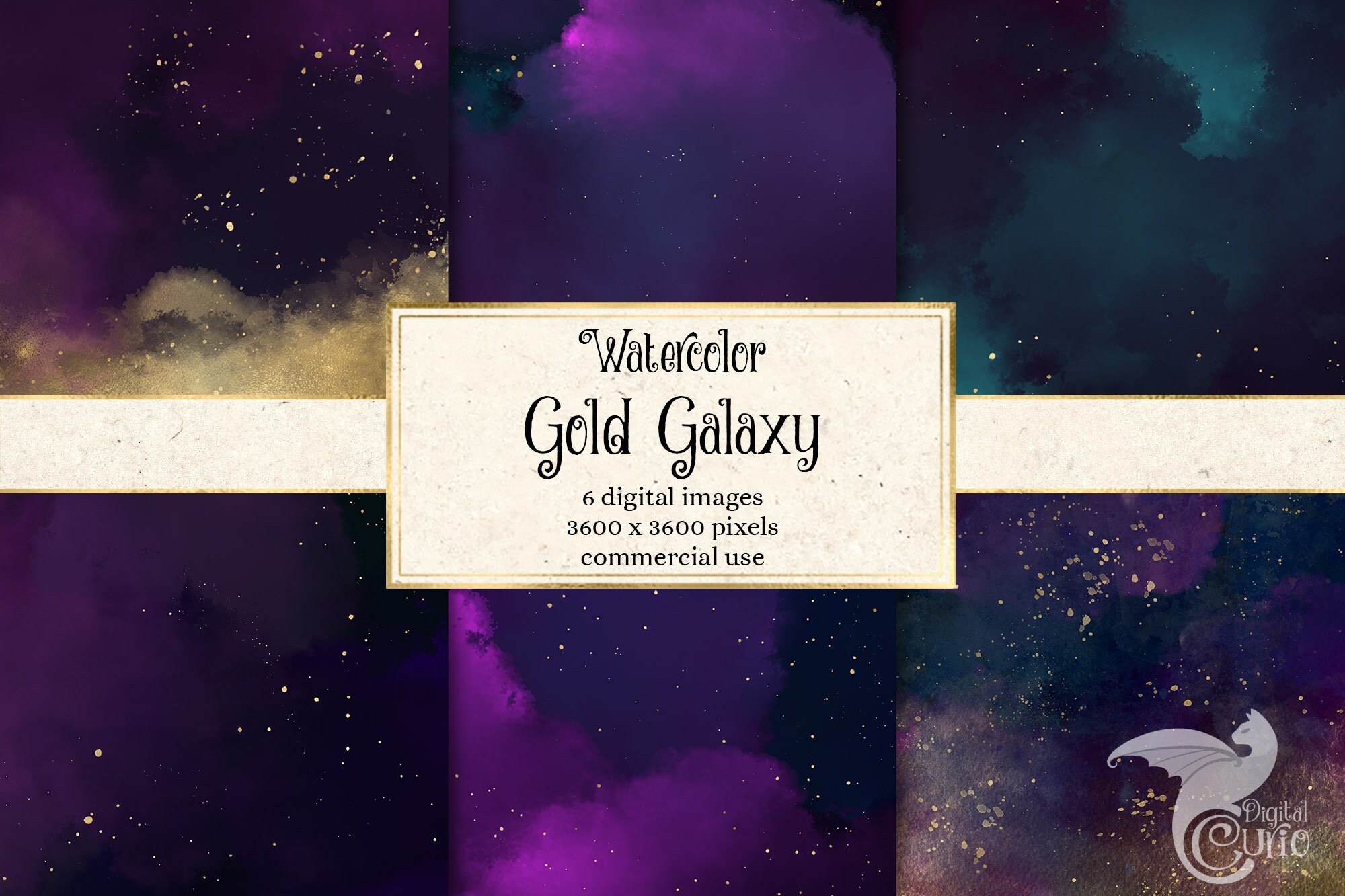 Watercolor Gold Galaxy Backgrounds digital paper textures | Etsy