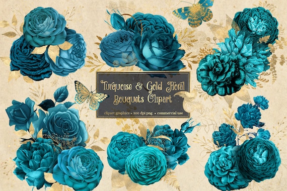 Teal Flower Clip Art