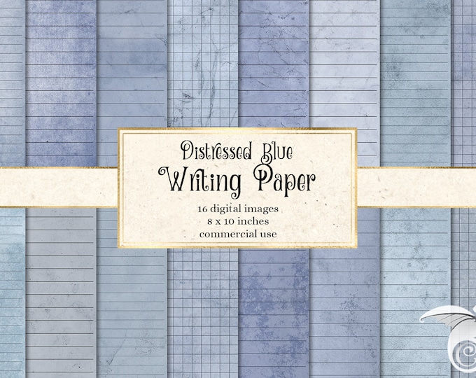 Distressed Blue Writing Paper Notebook Digital Paper Grunge - Etsy