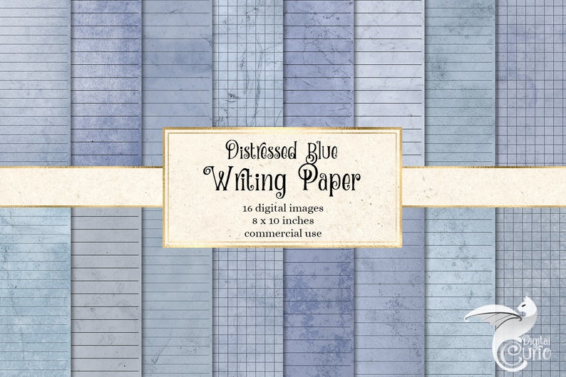 Distressed Blue Writing Paper, Grunge Journal Pages (digital Download ...
