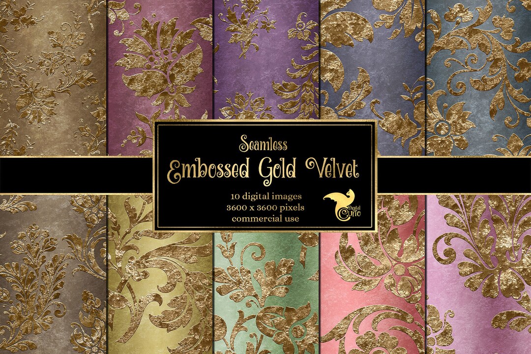 Embossed Gold Velvet Digital Paper - Seamless Antique Backgrounds ...