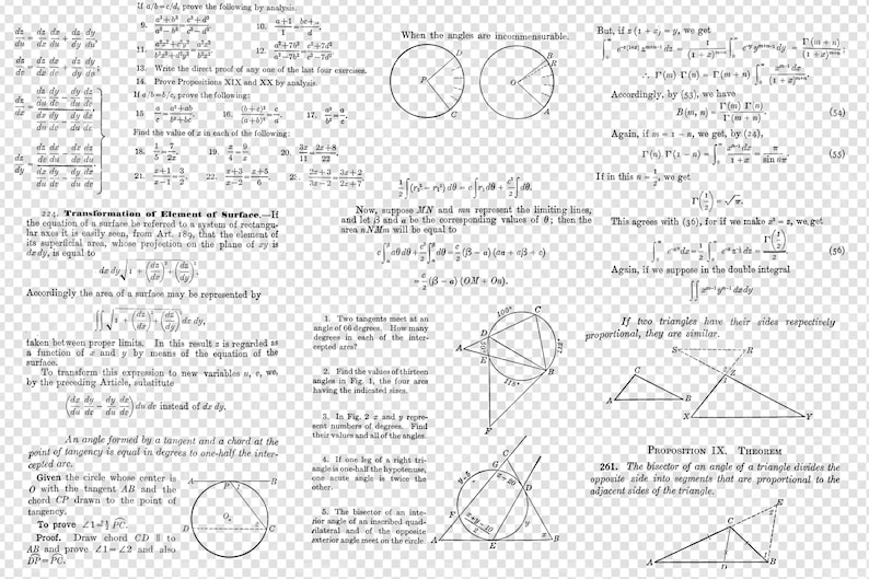 Vintage Math Overlays Antique Calculus and Geometry Formulas - Etsy