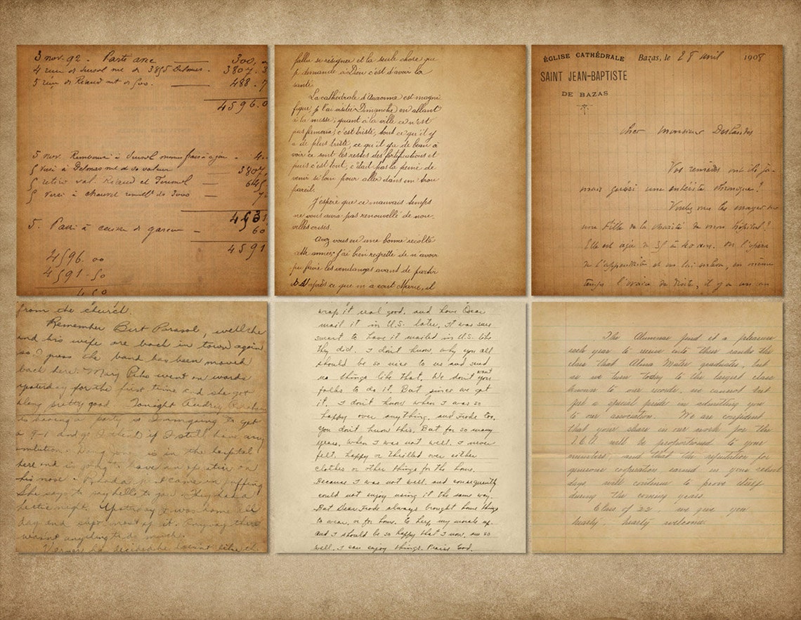 Vintage Handwriting Digital Paper, Old Letter Textures (digital ...