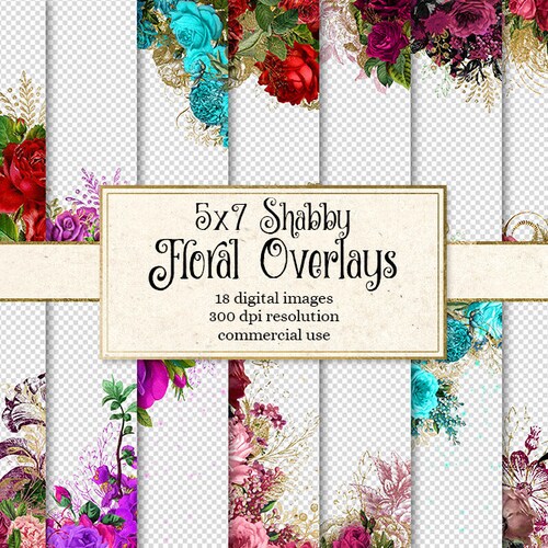 5x7 Pink and Gold Floral Overlays for Invitations Planners - Etsy