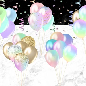 Pastel Rainbow Balloons Clipart - Pastel Party Clip Art Balloons in ...