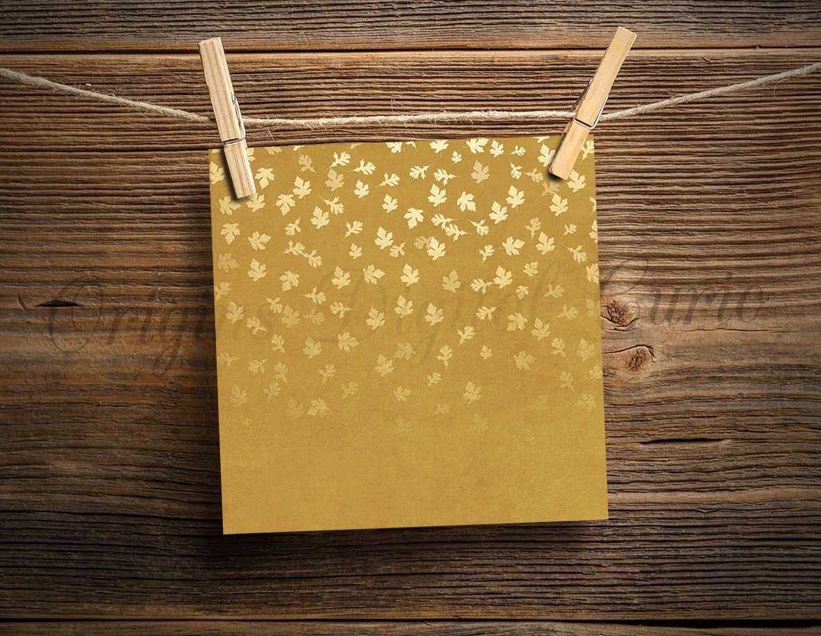 Gold Autumn Leaves Digital Paper Golden Leaf Confetti Paper | Etsy