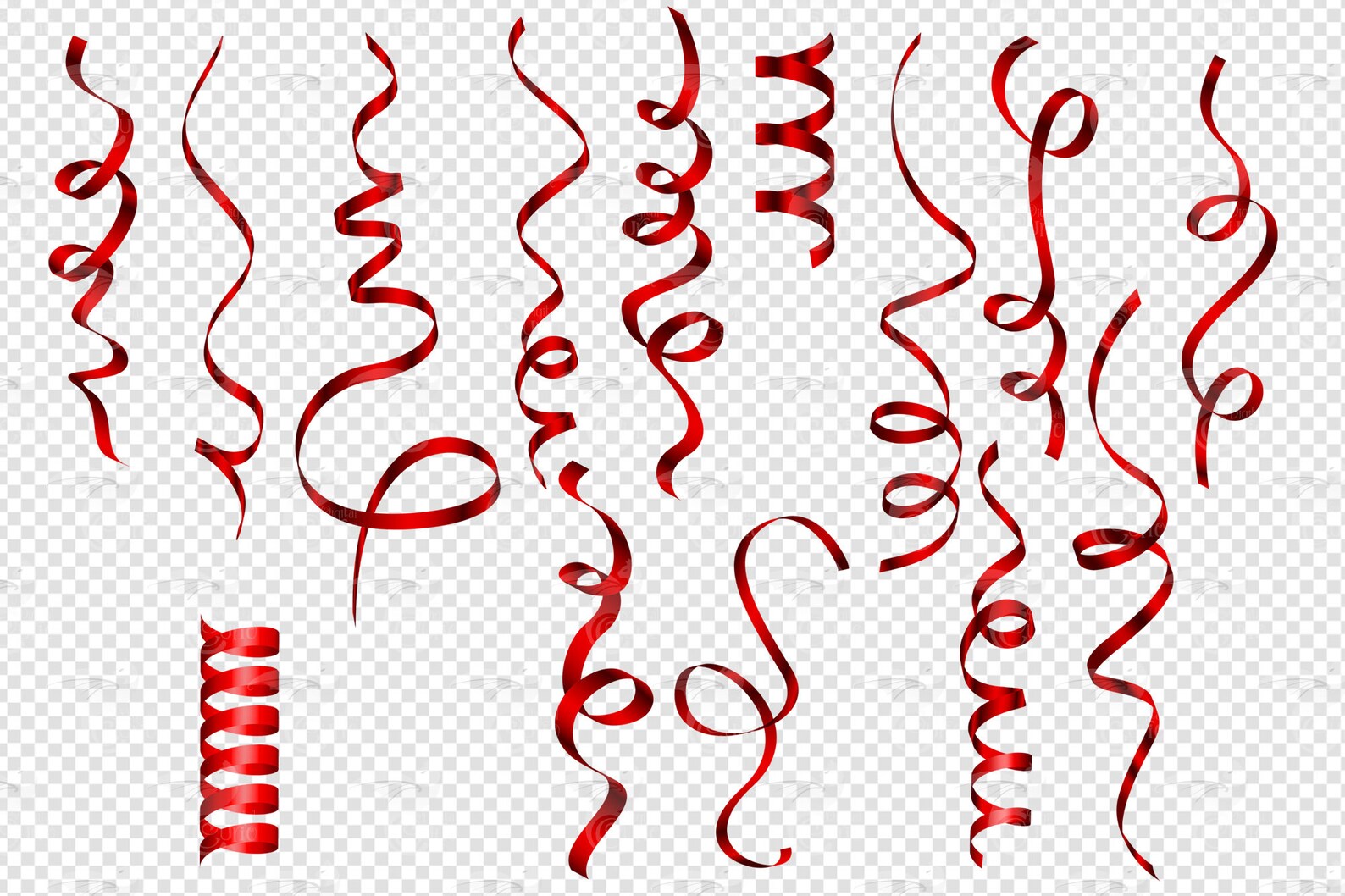 Ribbon Clip Art red curling ribbon in png format instant | Etsy