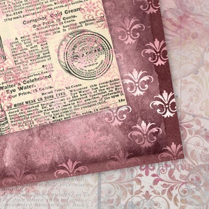 Pink Ephemera Digital Paper, Instant Download Vintage Scrapbook Paper ...