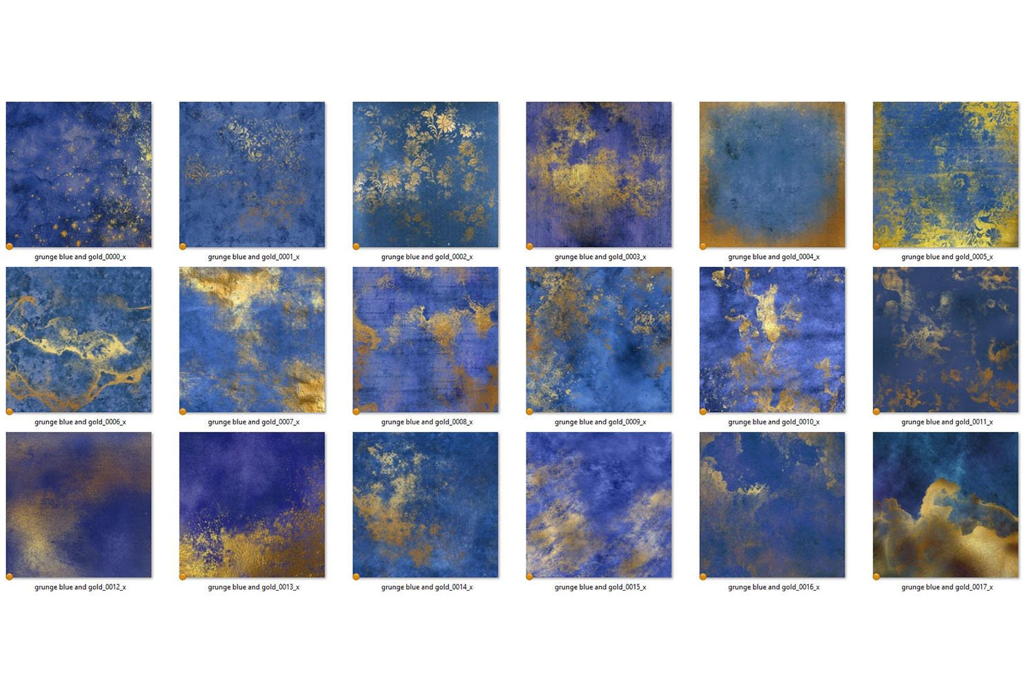 Grunge Blue and Gold Digital Paper, Distressed Textures (digital ...