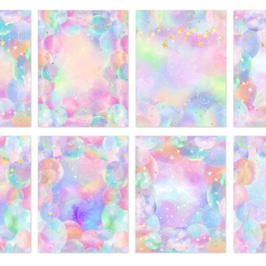 Rainbow Dream Digital Paper - Printable Moon and Stars Backgrounds in ...