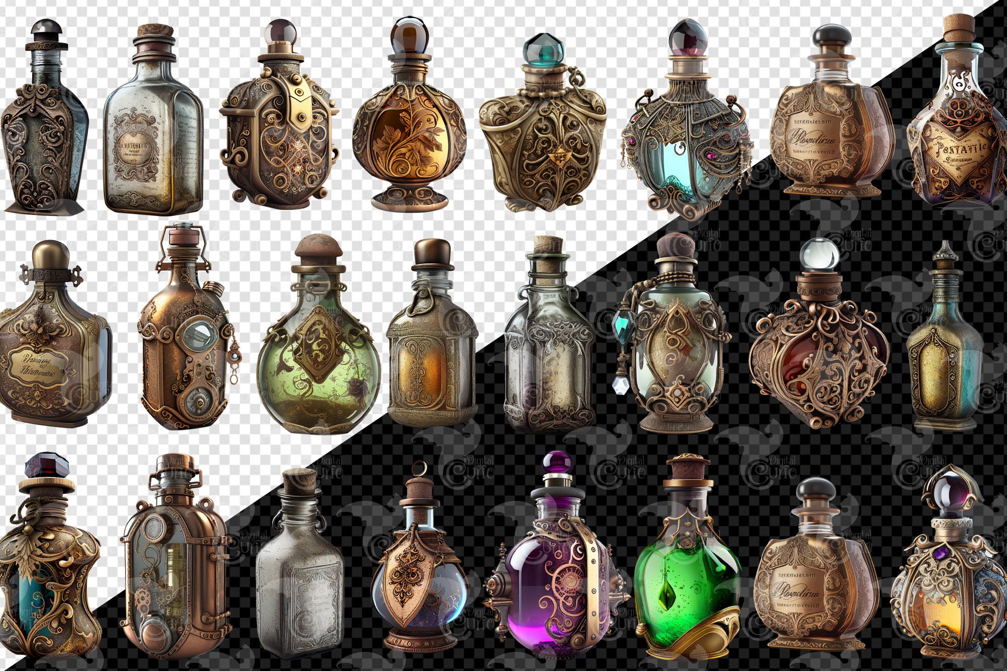 Steampunk Potions Clipart Clip Art Graphics and Collage - Etsy Australia