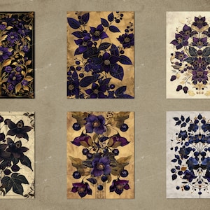 Nightshade Journal Paper, Notebook Digital Paper Art Nouveau Gothic ...