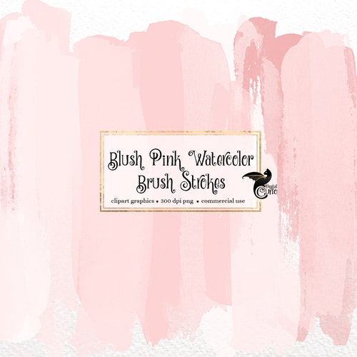 Blush Pink Watercolor Brush Strokes Clipart Paint Elements in | Etsy