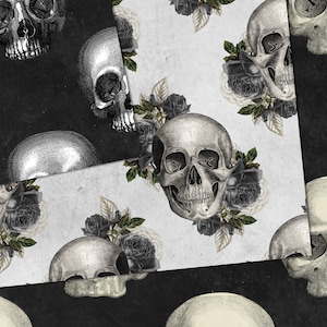 Vintage Skulls Digital Paper, Seamless Skull Patterns and Rustic Old ...