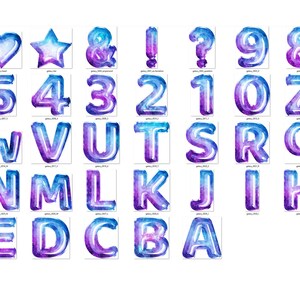 Galaxy Foil Balloon Alphabet Clip Art – Iridescent PNG Graphics ...