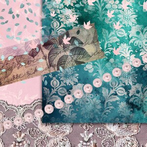 Blush and Teal Floral Digital Scrapbooking Kit (digital Download) - Etsy