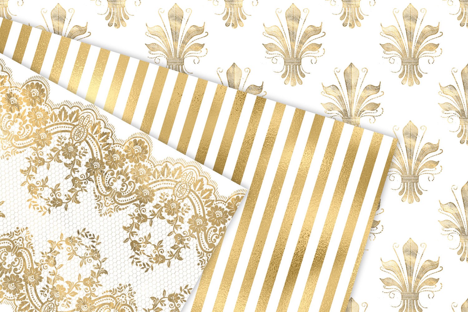 Victorian White and Gold Digital Paper Ornate Seamless - Etsy