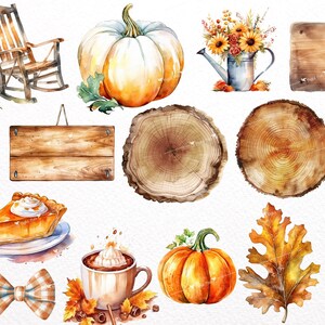 Watercolor Fall Decor Clipart - Autumn Watercolor in PNG Format Instant ...