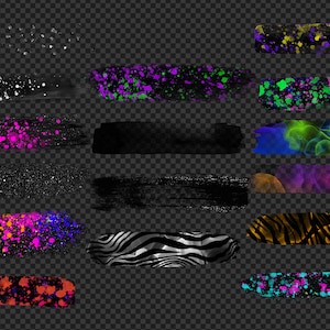 Black and Neon Brush Strokes Clipart, Abstract 80s Art in Digital PNG ...