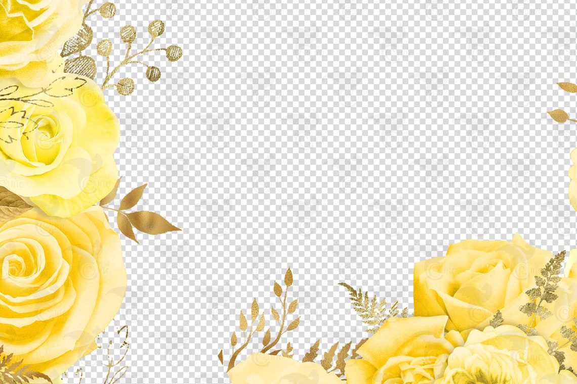 5x7 Yellow and Gold Floral Overlays for Invitations Planners - Etsy