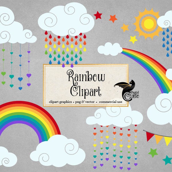 Rainbow Rain Clouds - Etsy