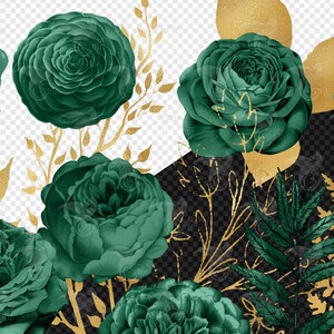 Emerald and Gold Floral Elements Clip Art - Digital Clipart Graphics of ...