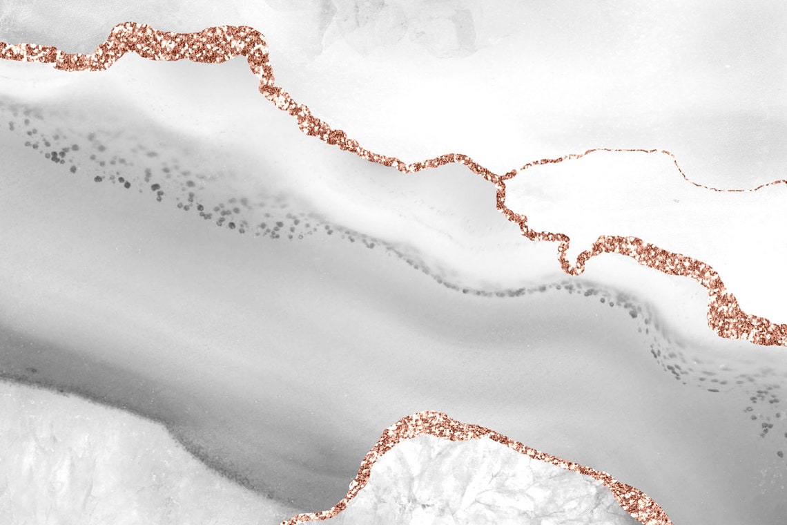 White and Rose Gold Agate Borders Digital Watercolor Geode - Etsy