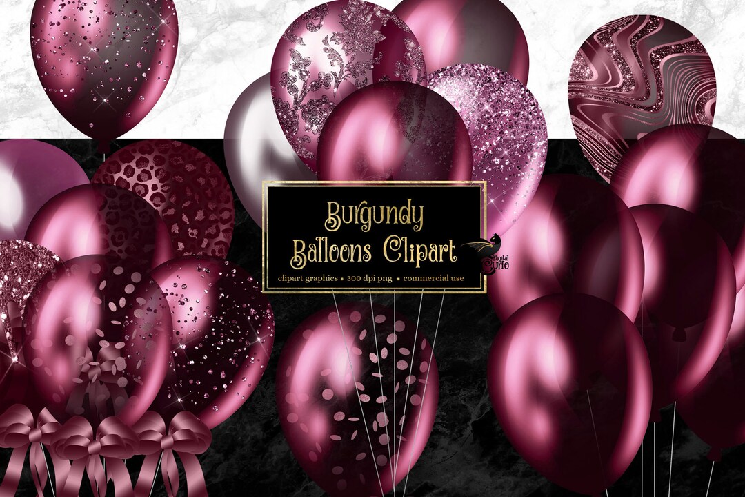 Burgundy Balloons Clipart - Digital Clip Art Graphics for Party ...