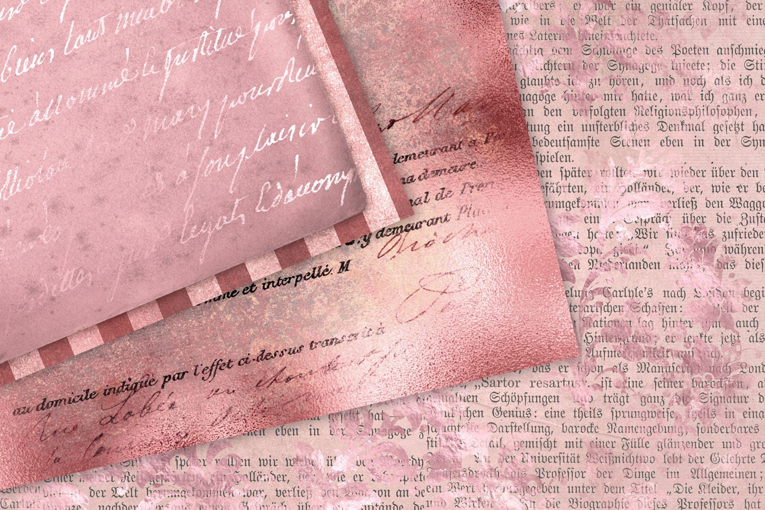 Pink Ephemera Digital Paper Instant Download Vintage | Etsy Australia