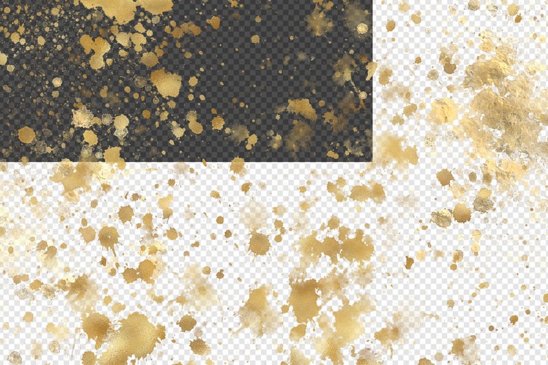 Gold Watercolor Paint Splatter Overlays, PNG Textures (digital Download ...