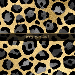 Black and Gold Leopard Digital Paper, Seamless Art Deco Patterns ...