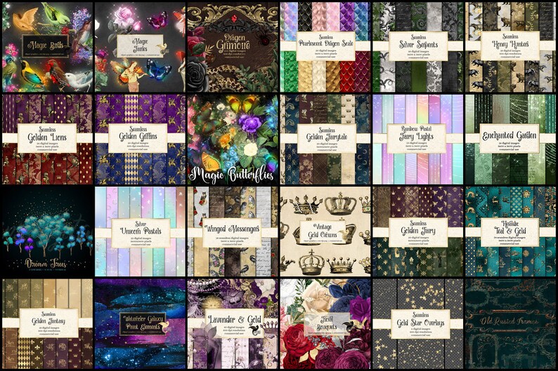 Fantasy Graphics Bundle Magic Clipart and Textures Digital - Etsy