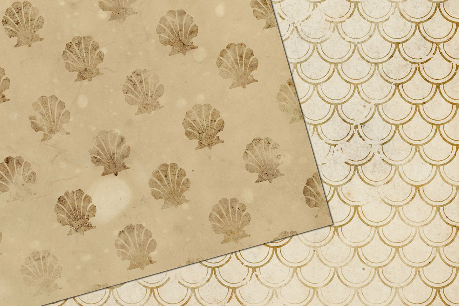 Vintage Mermaid Digital Paper - Printable Antique Nautical Backgrounds ...