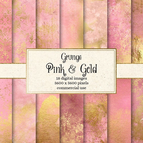 Grunge Pink and Gold Digital Paper Distressed Gold Textures - Etsy