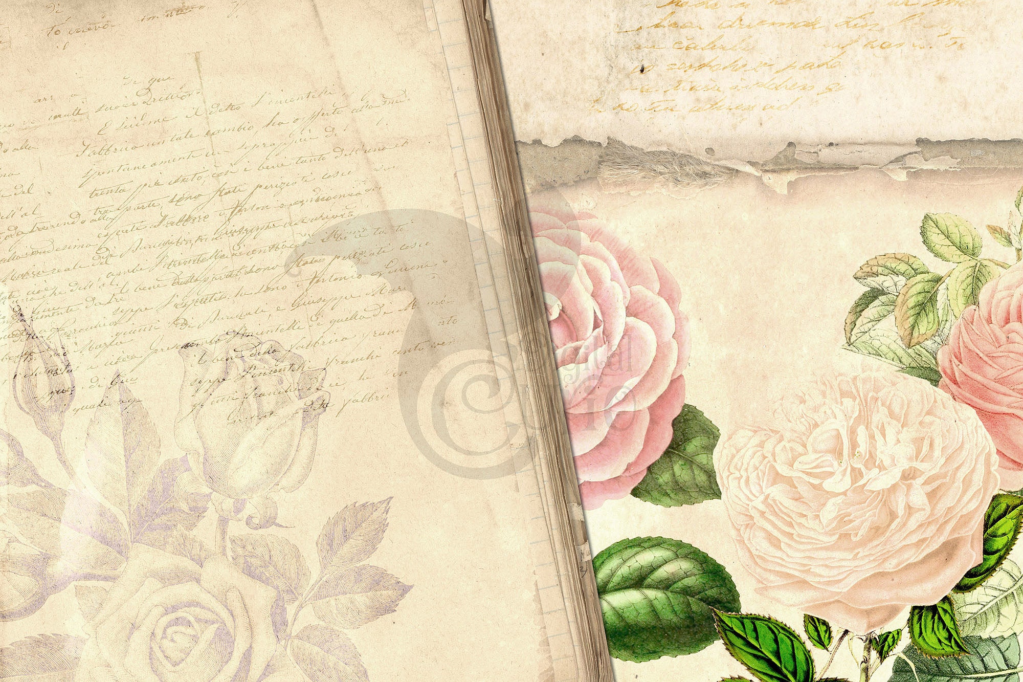 Printable Old Rose Paper Textures vintage rustic shabby | Etsy