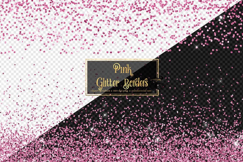 Pink Glitter Borders Clipart Pink Glitter Png Overlays Clip | Etsy