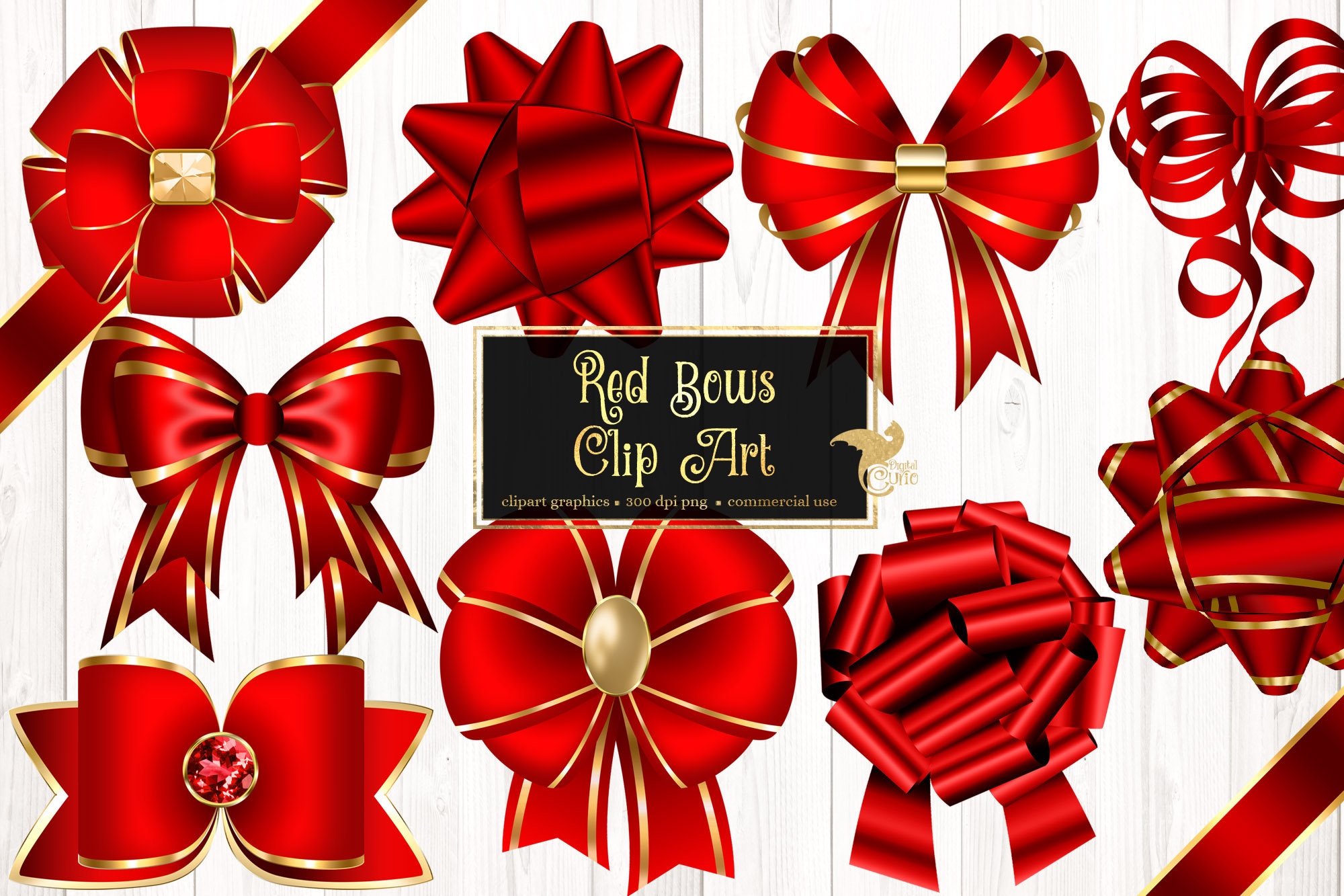 Red Bows Clip Art Satin Bow Clipart in Png Format Instant - Etsy