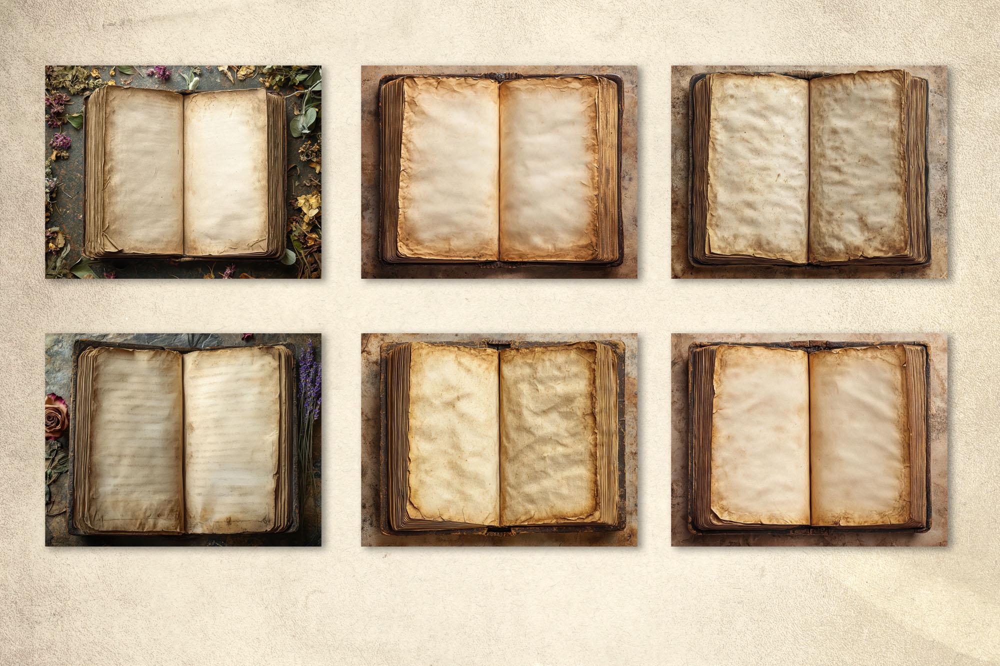 Old Open Books Journal Pages, Vintage Printable Paper (digital Download ...
