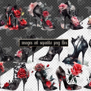 Watercolor Gothic High Heels Clipart - Dark Fantasy Watercolor Fashion ...