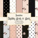 Shabby Blush and Black Digital Paper With Gold Polka Dot | Etsy